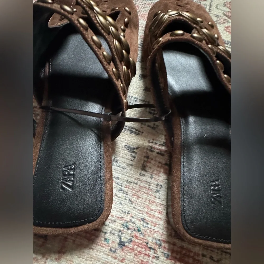 Zara | Shoes | Zara Spring 225 Studio Collection Suede Brown Split ...